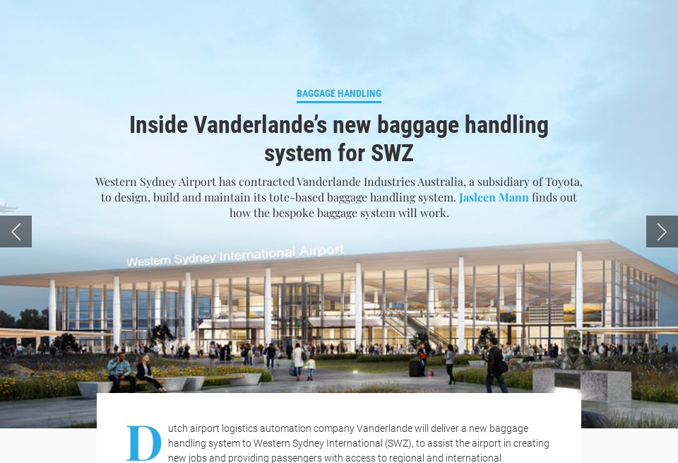 Vanderlande’s new baggage handling system for Western Sydney Airport ...