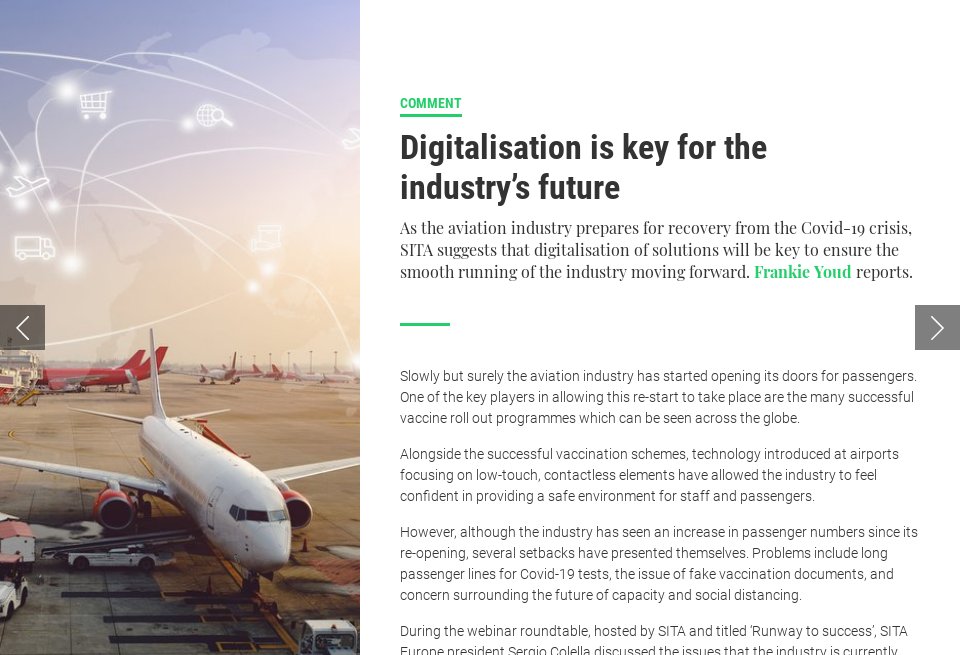 Digitalisation is key for the industry’s future - Airport Industry ...