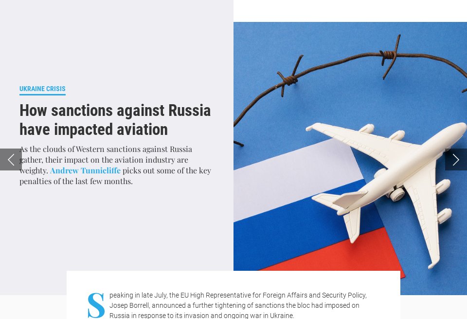 How sanctions against Russia have impacted aviation - Airport Industry ...