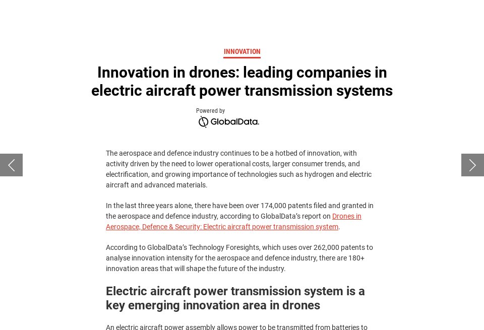 Innovation in drones: leading companies in electric aircraft power ...