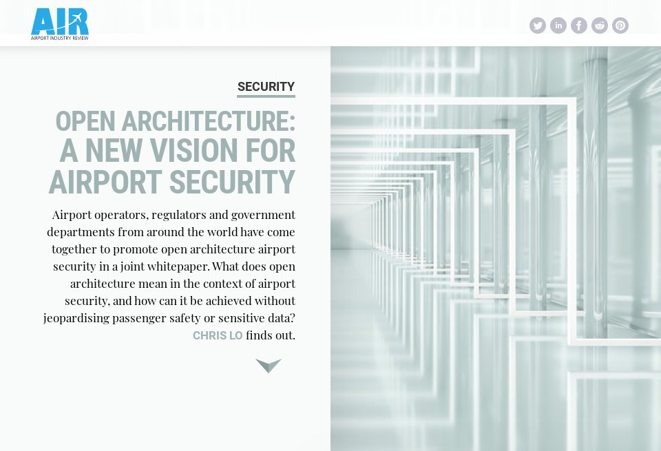 Open architecture: a new vision for airport security - Airport Industry ...