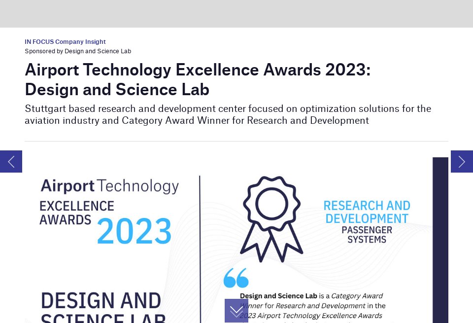 Excellence Awards 2023: Design and Science Lab - Airport Industry ...